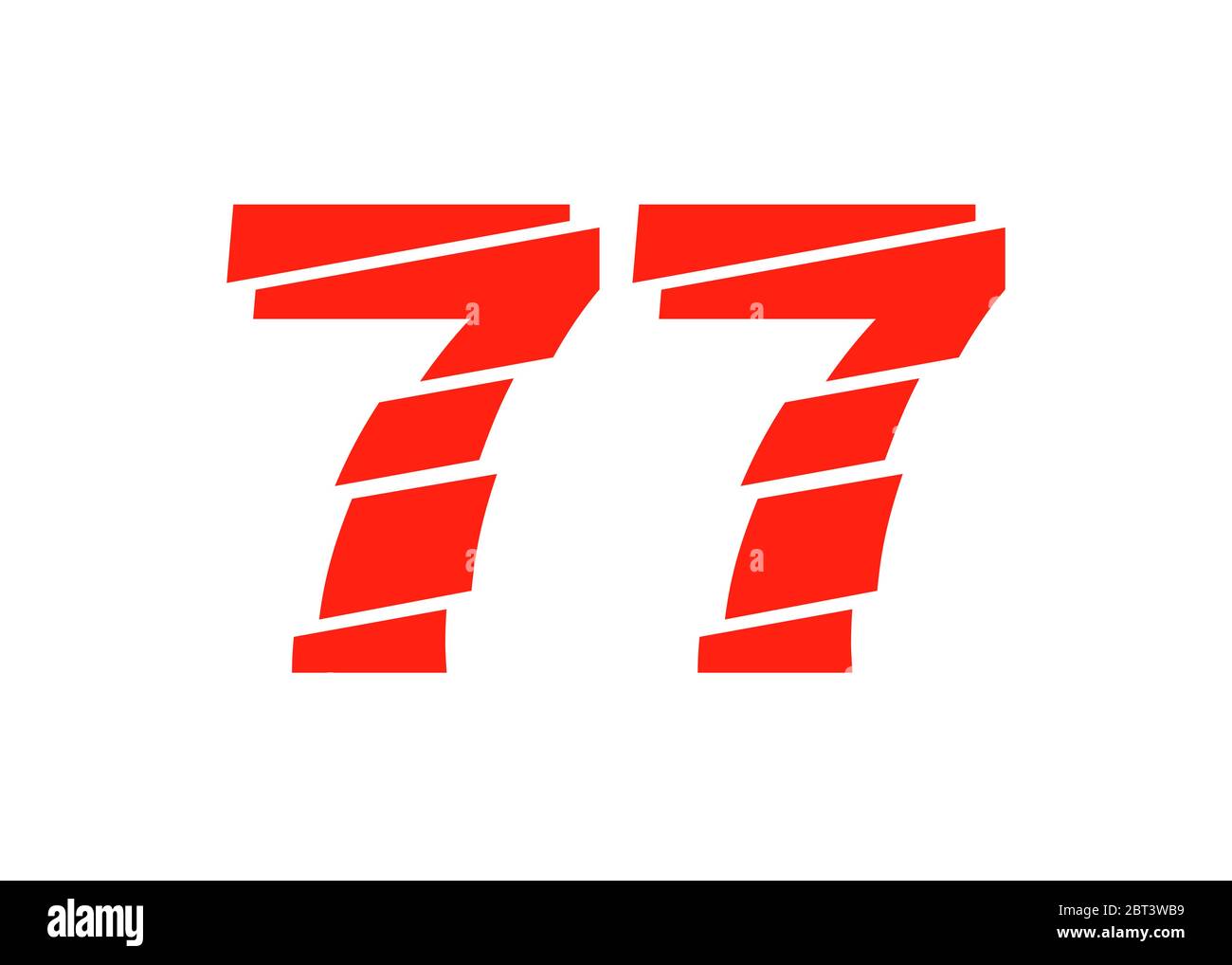Modern Red 77 Number Design Vector Illustration. Numeral Vector Trendy ...