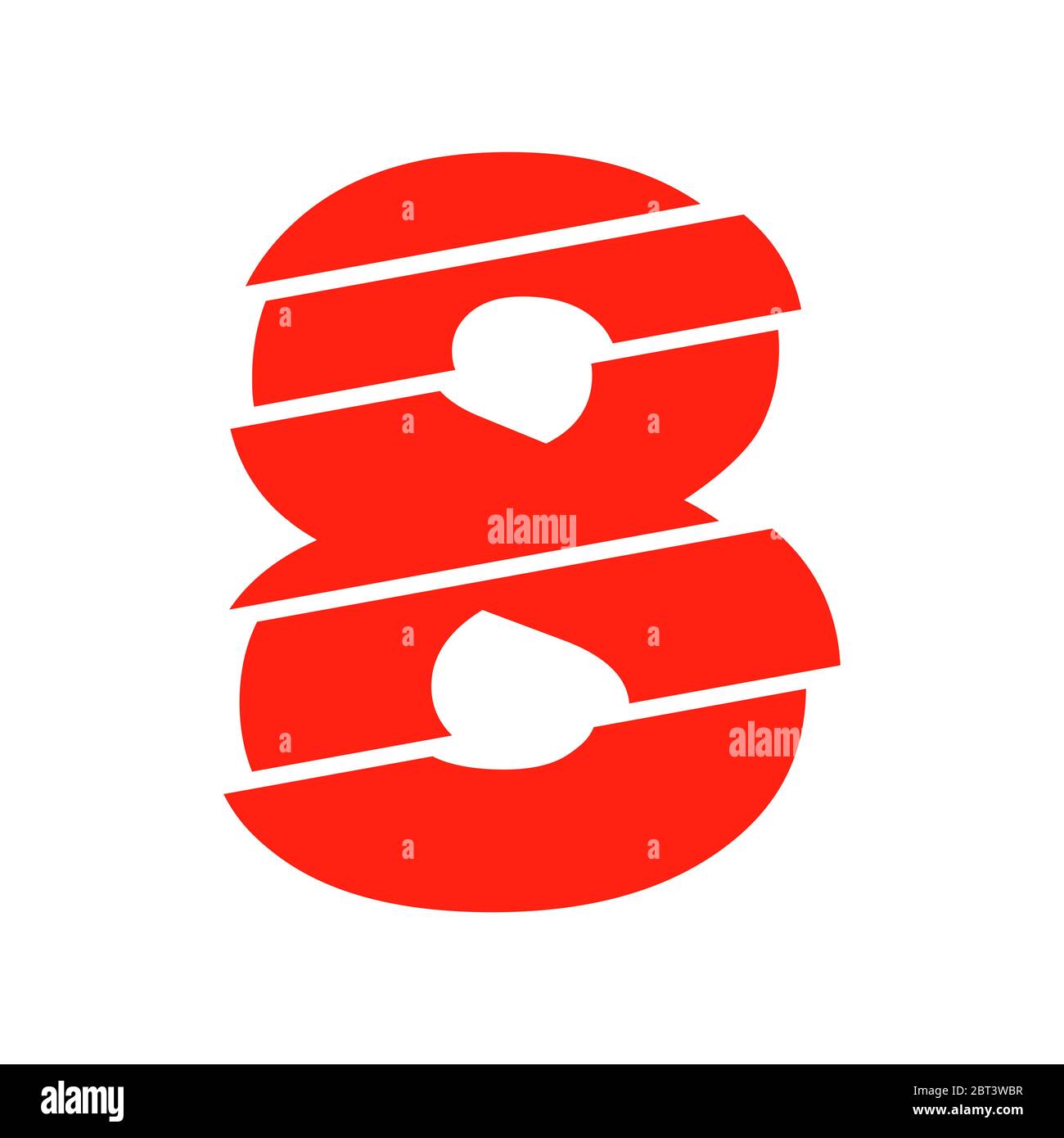 Modern Red 8 Number Design Vector Illustration. Numeral Vector Trendy ...