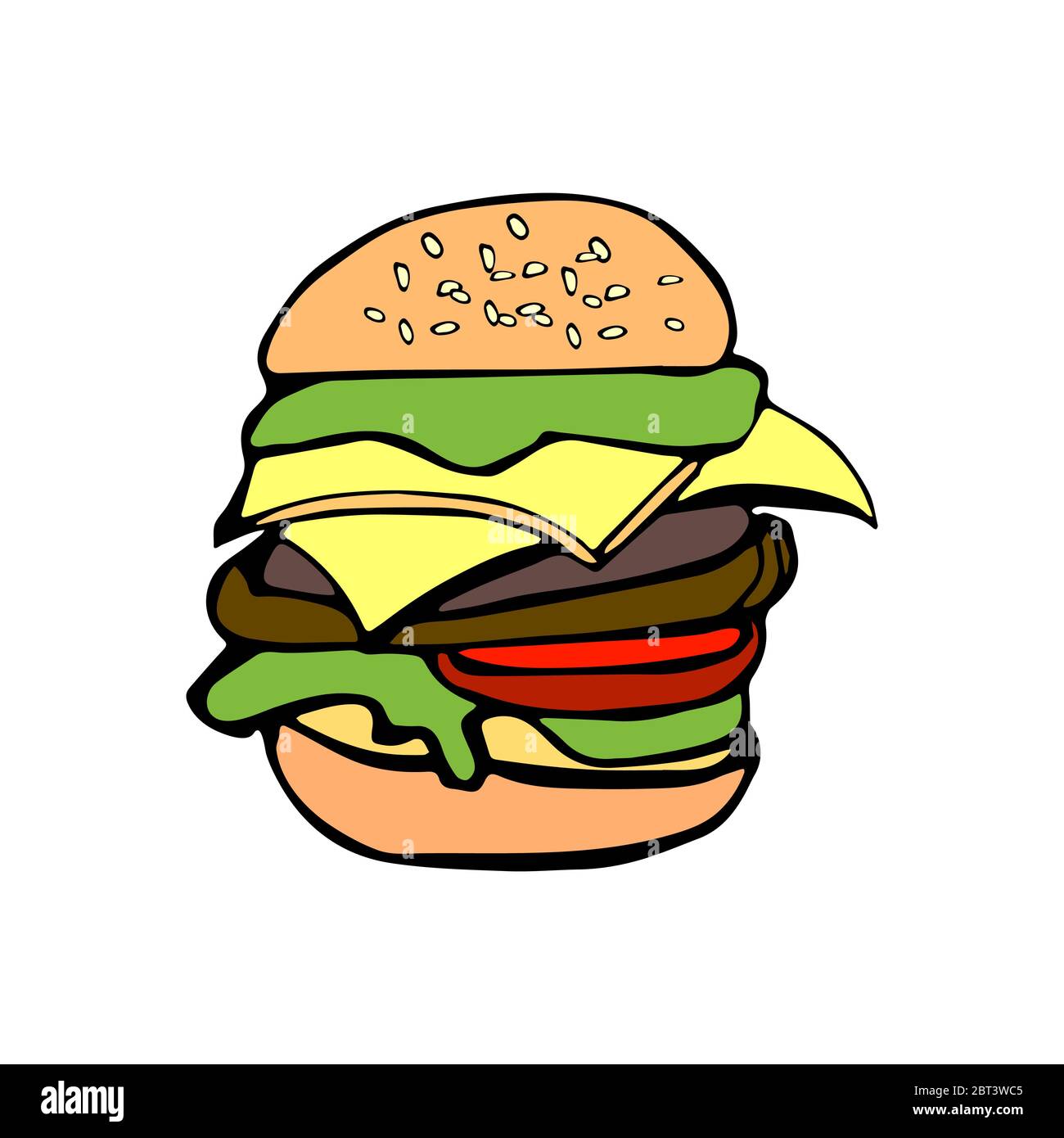 Vector illustration a hamburger in cartoon style isolated on white ...