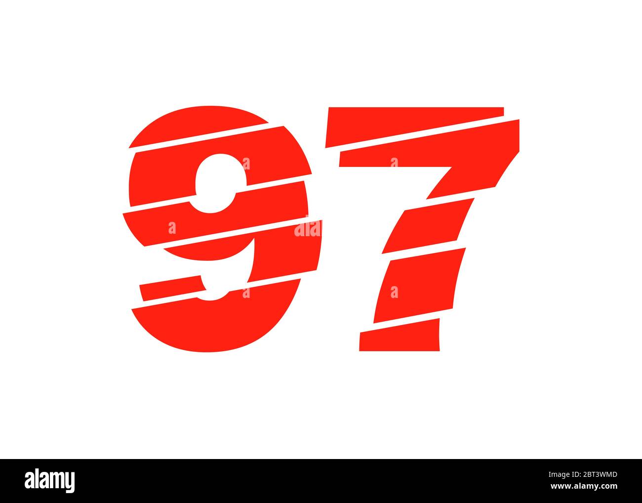 Modern Red 97 Number Design Vector Illustration. Numeral Vector Trendy ...
