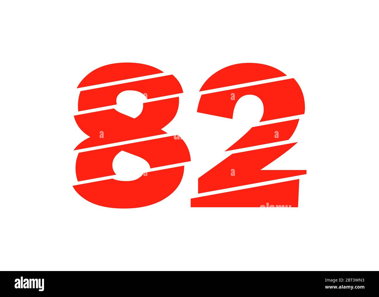 Modern Red 82 Number Design Vector Illustration. Numeral Vector Trendy ...