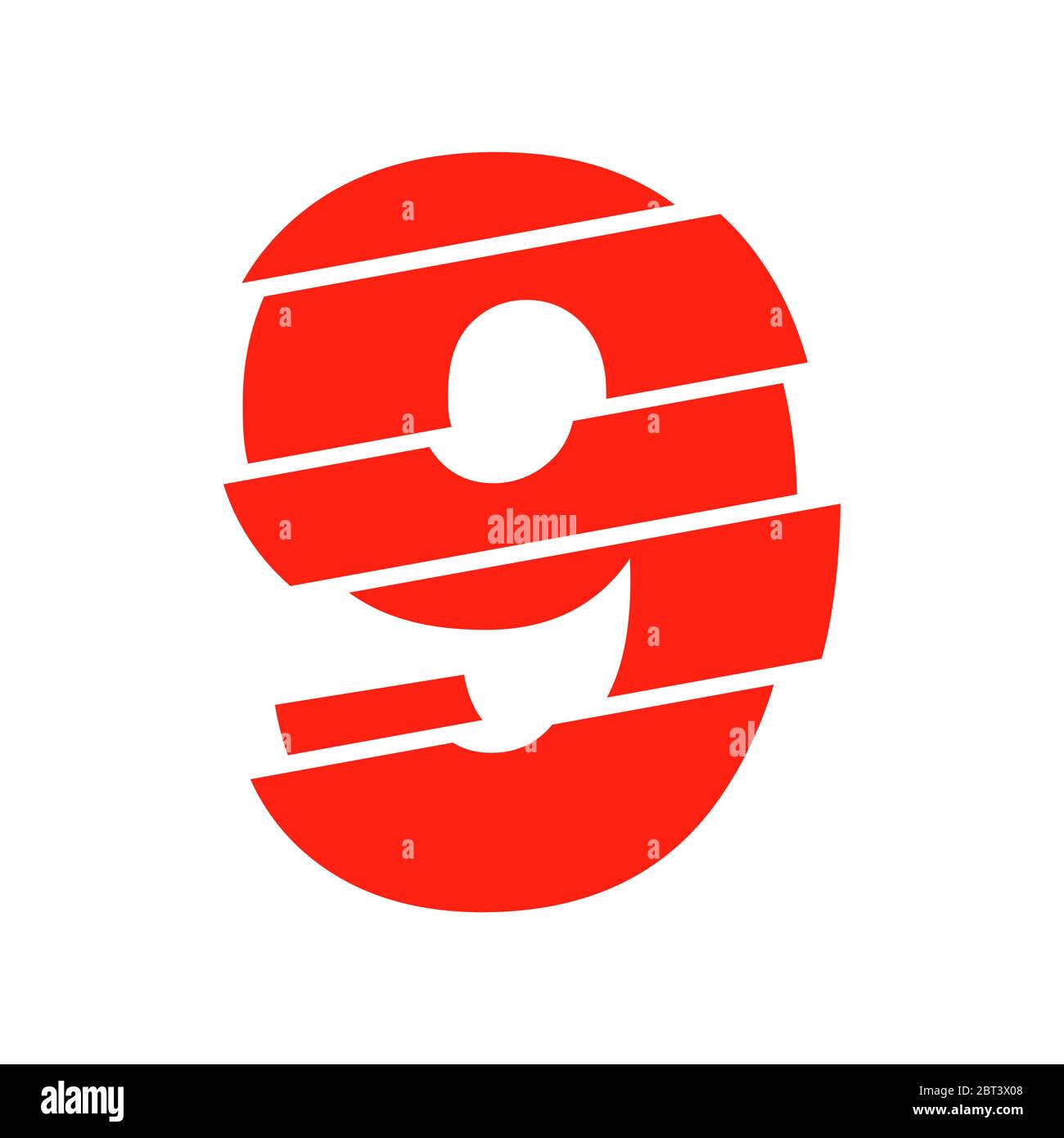 Modern Red 9 Number Design Vector Illustration. Numeral Vector Trendy ...