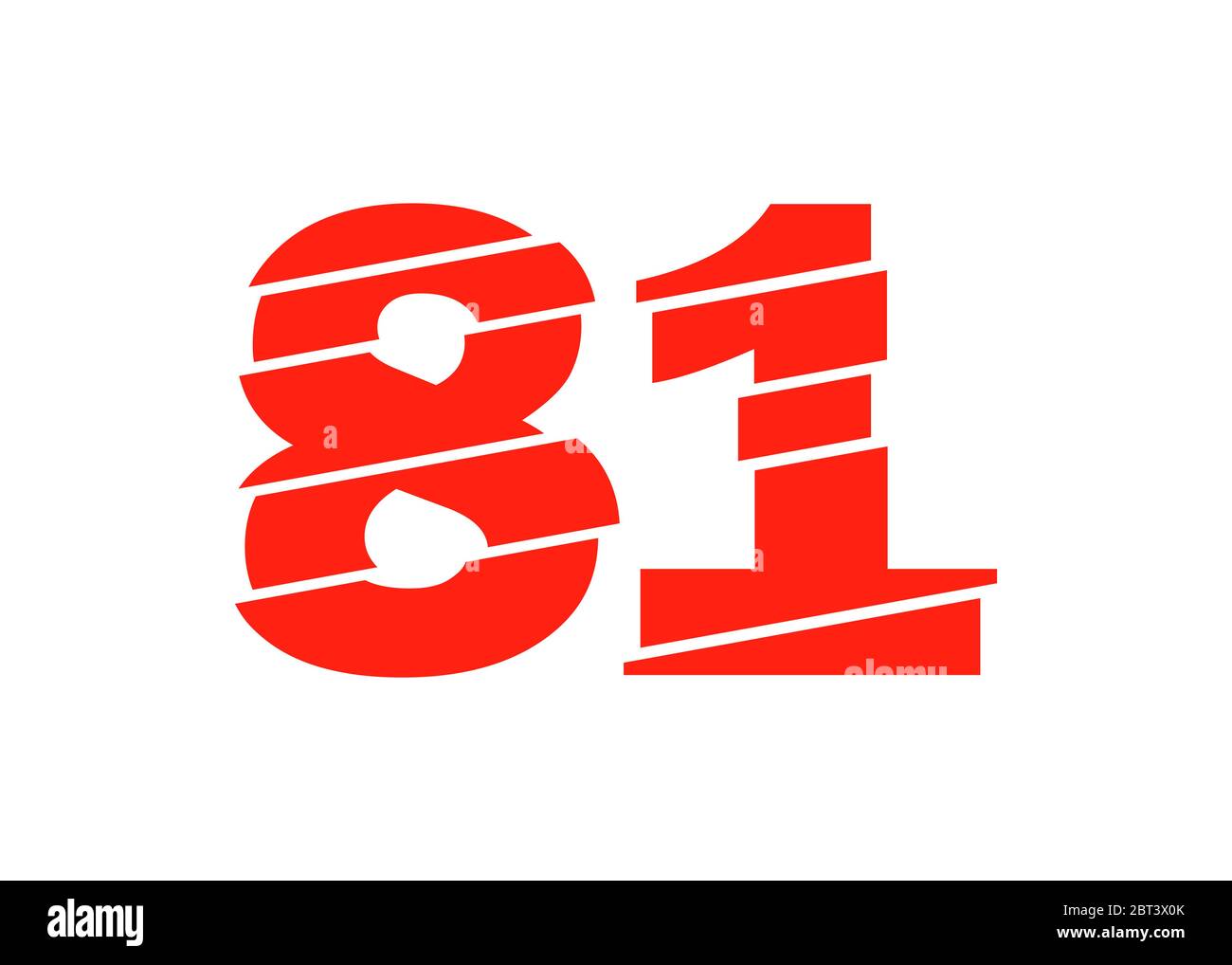 Modern Red 81 Number Design Vector Illustration. Numeral Vector Trendy ...