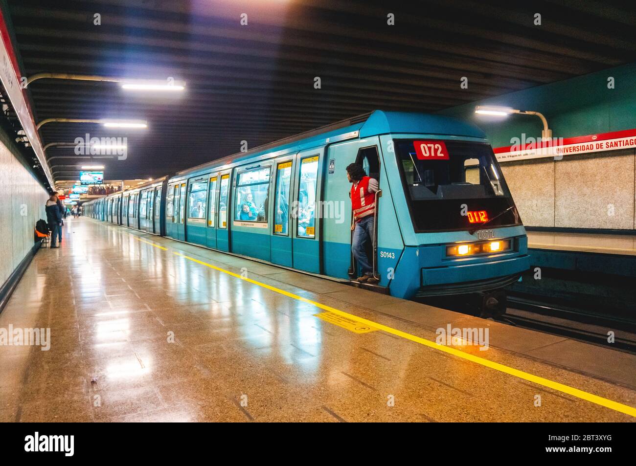 SANTIAGO, CHILE - JUNE 2015: A Metro de Santiago train of Line 1 Stock ...