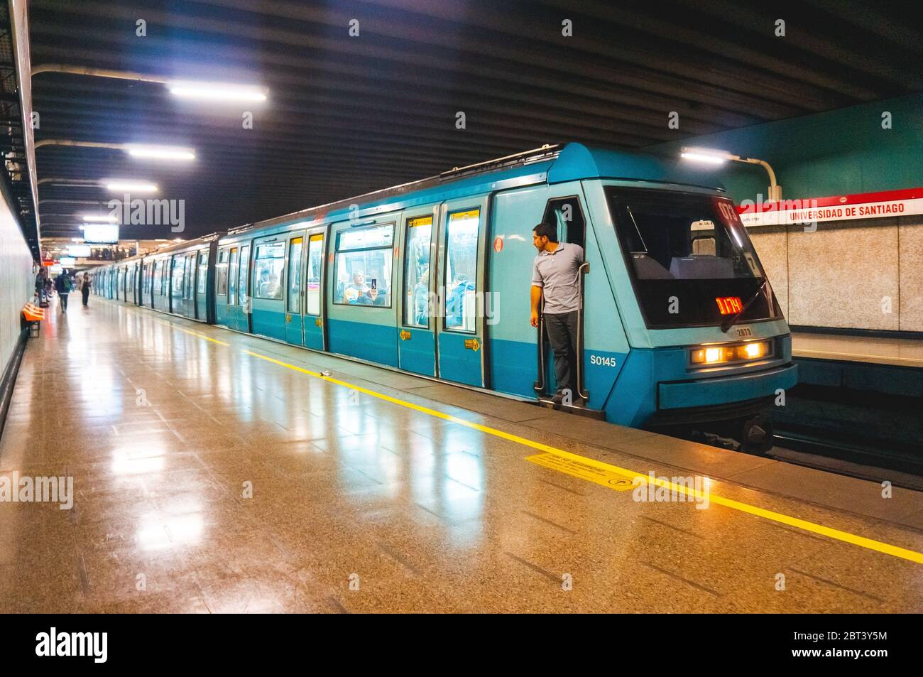 SANTIAGO, CHILE - JUNE 2015: A Metro de Santiago train of Line 1 Stock ...