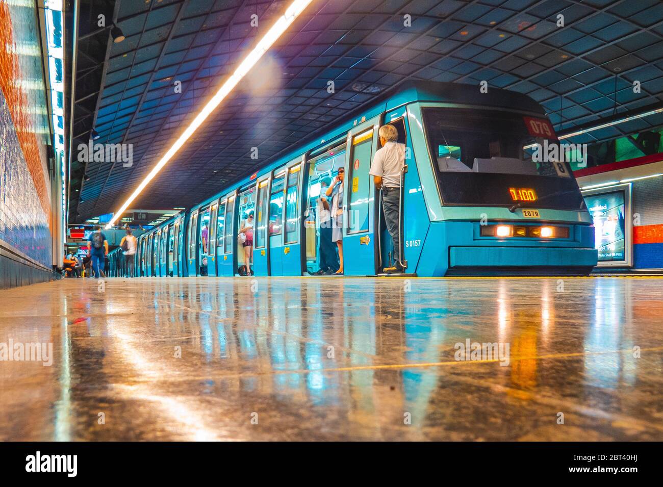 SANTIAGO, CHILE - JANUARY 2015: A Santiago Metro train at Pedro de ...