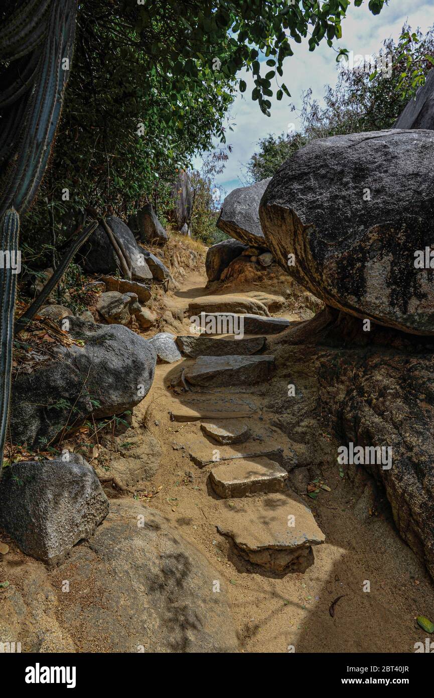 A close up of a rocky path leading to the beach in Virgin Gorda ...