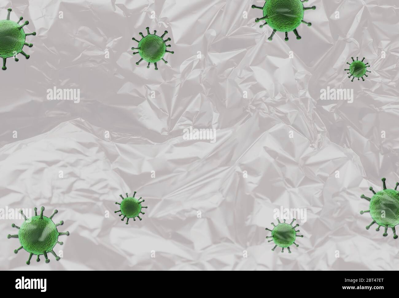 Illustration of colorful isolated corona virus covered by plastic film ...