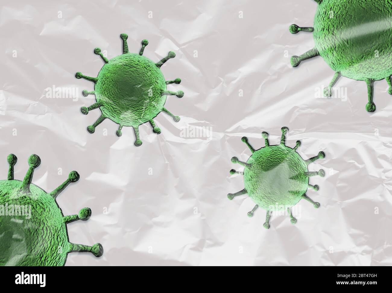 Illustration of colorful isolated corona virus covered by plastic film ...