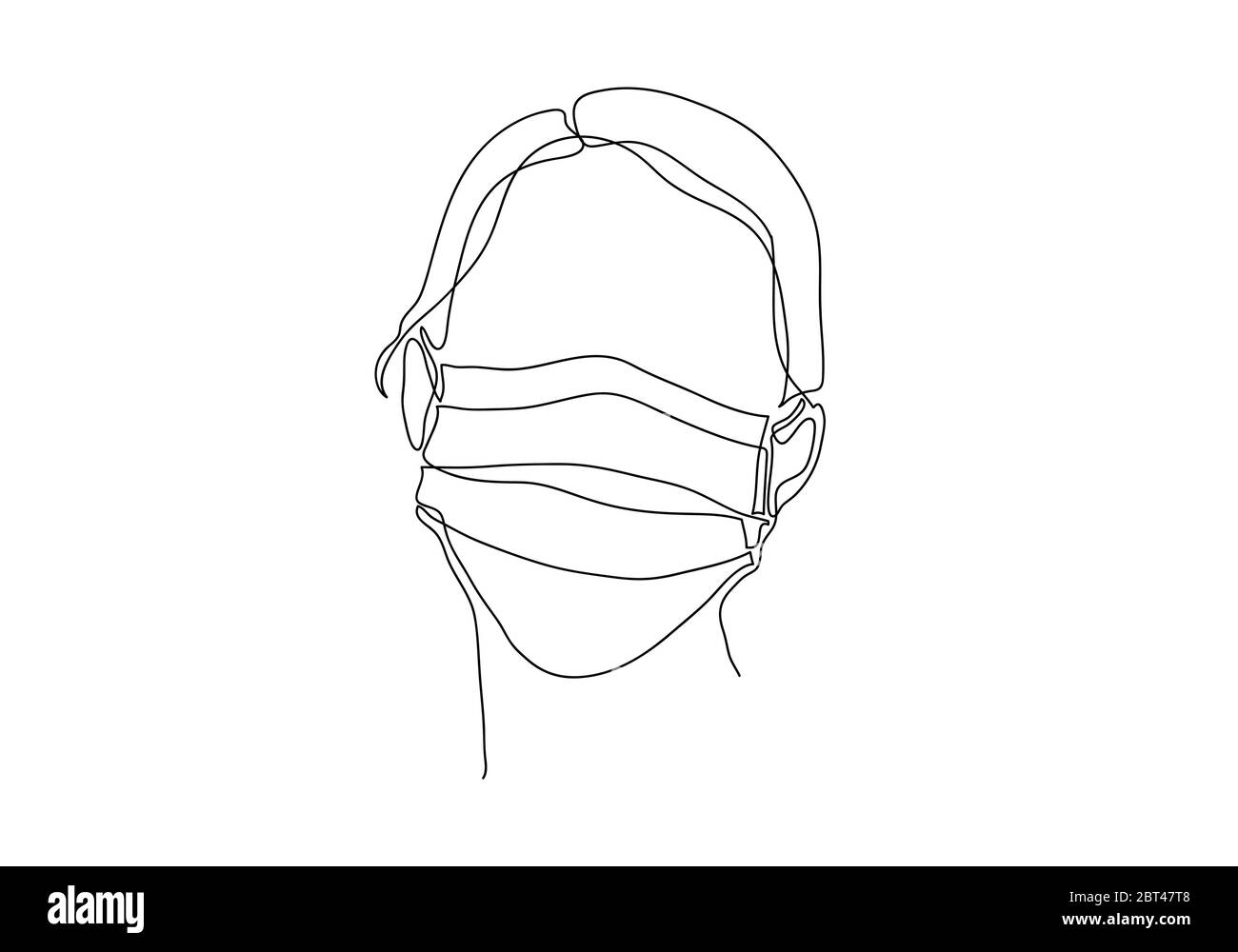 One continuous line drawing medical face mask. Concept of corona virus ...