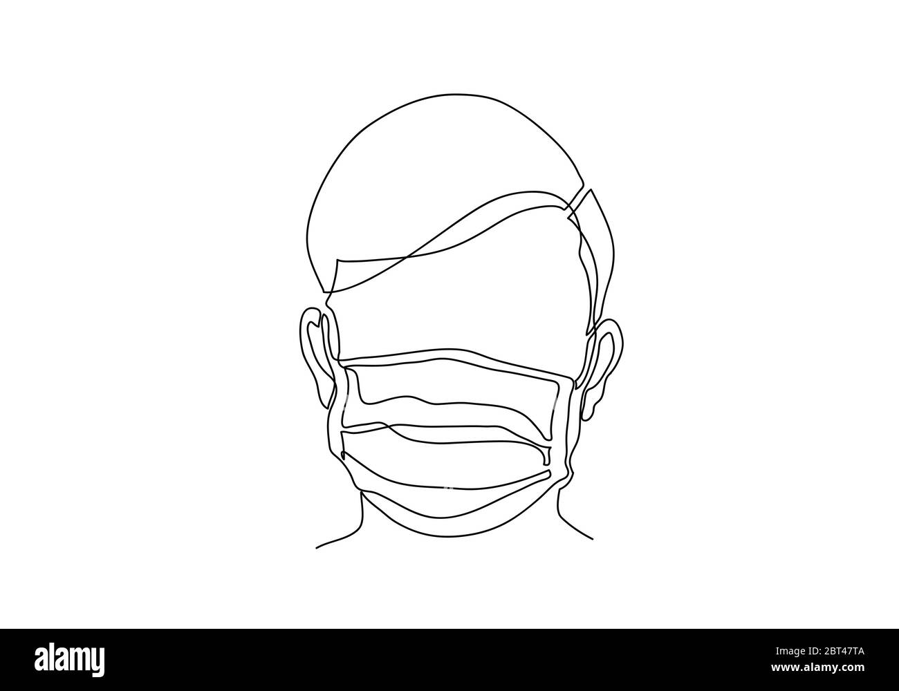 One continuous line drawing medical face mask. Concept of corona virus ...