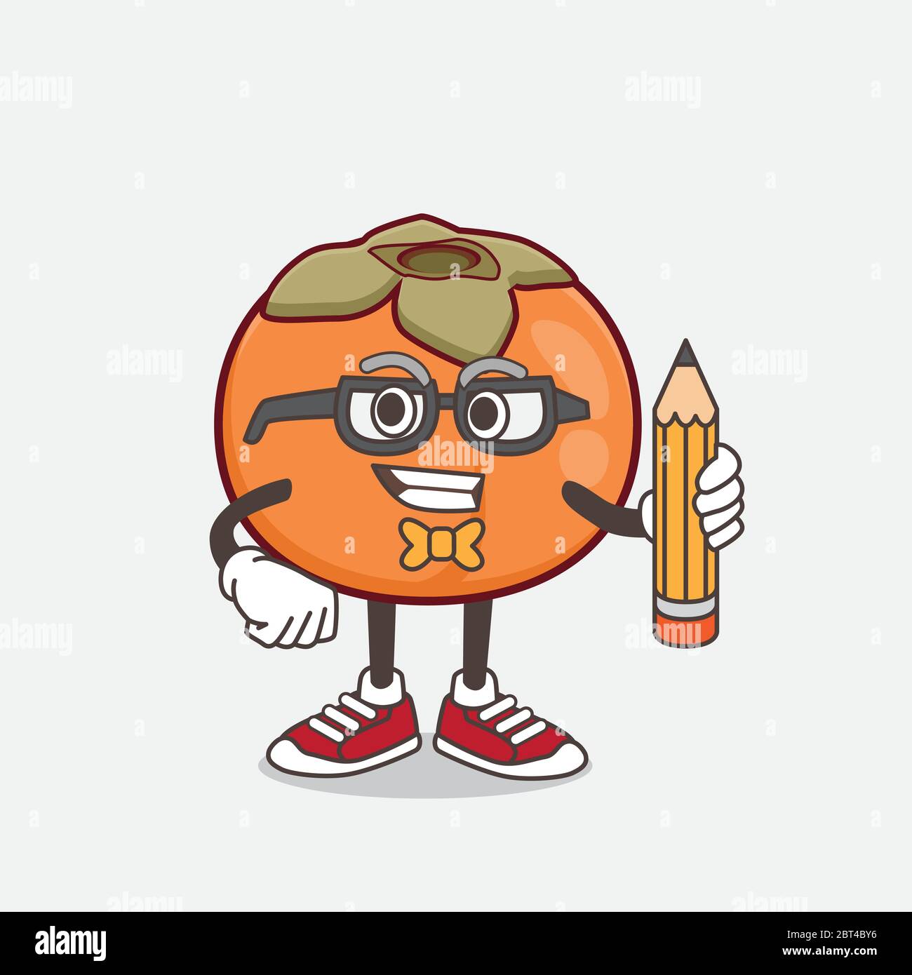 An illustration of Persimmon Fruit cartoon mascot character holding ...