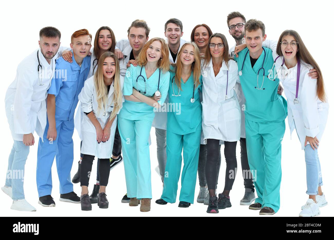 top view. a group of smiling doctors pointing at you Stock Photo - Alamy