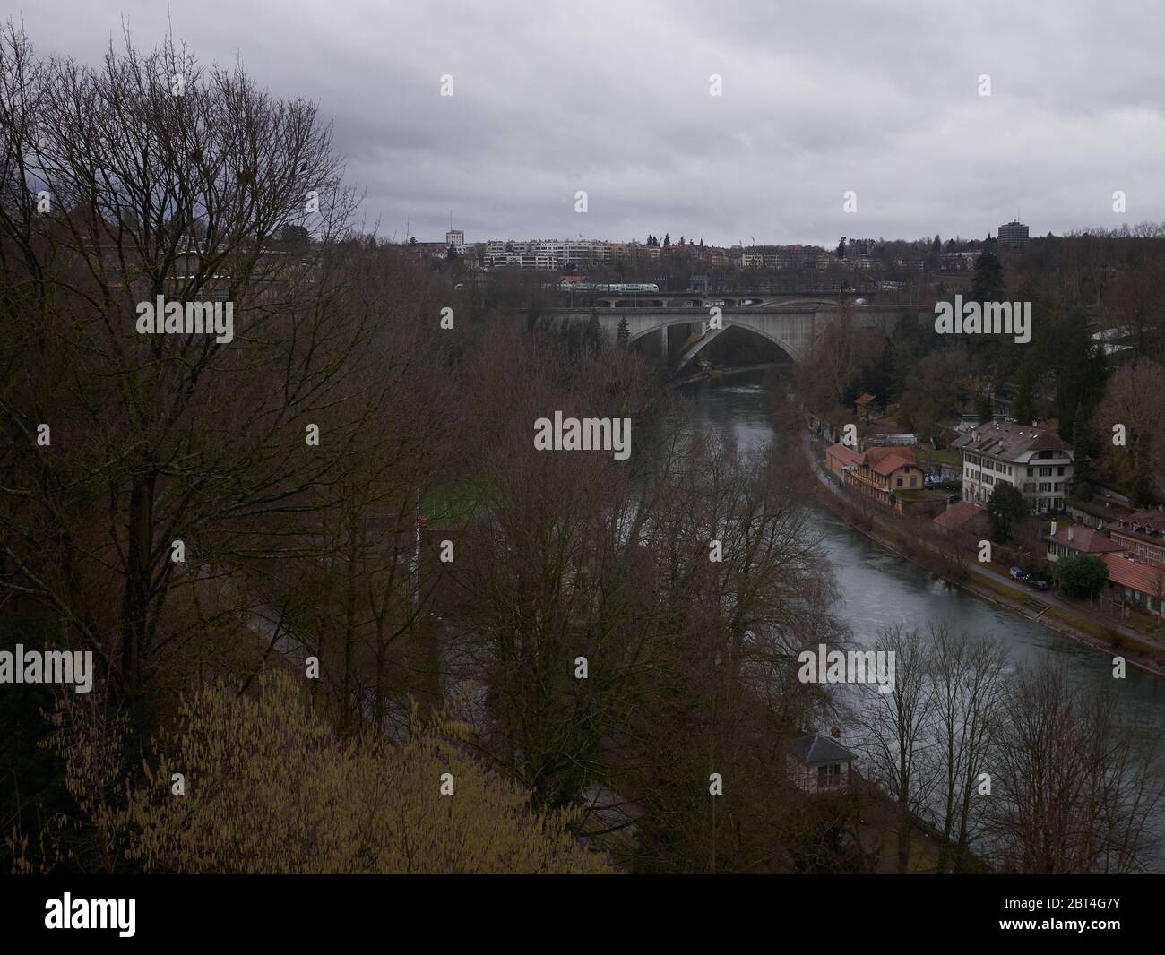 View of the Lorrainebrücke, a reinforced concrete high level bridge and ...