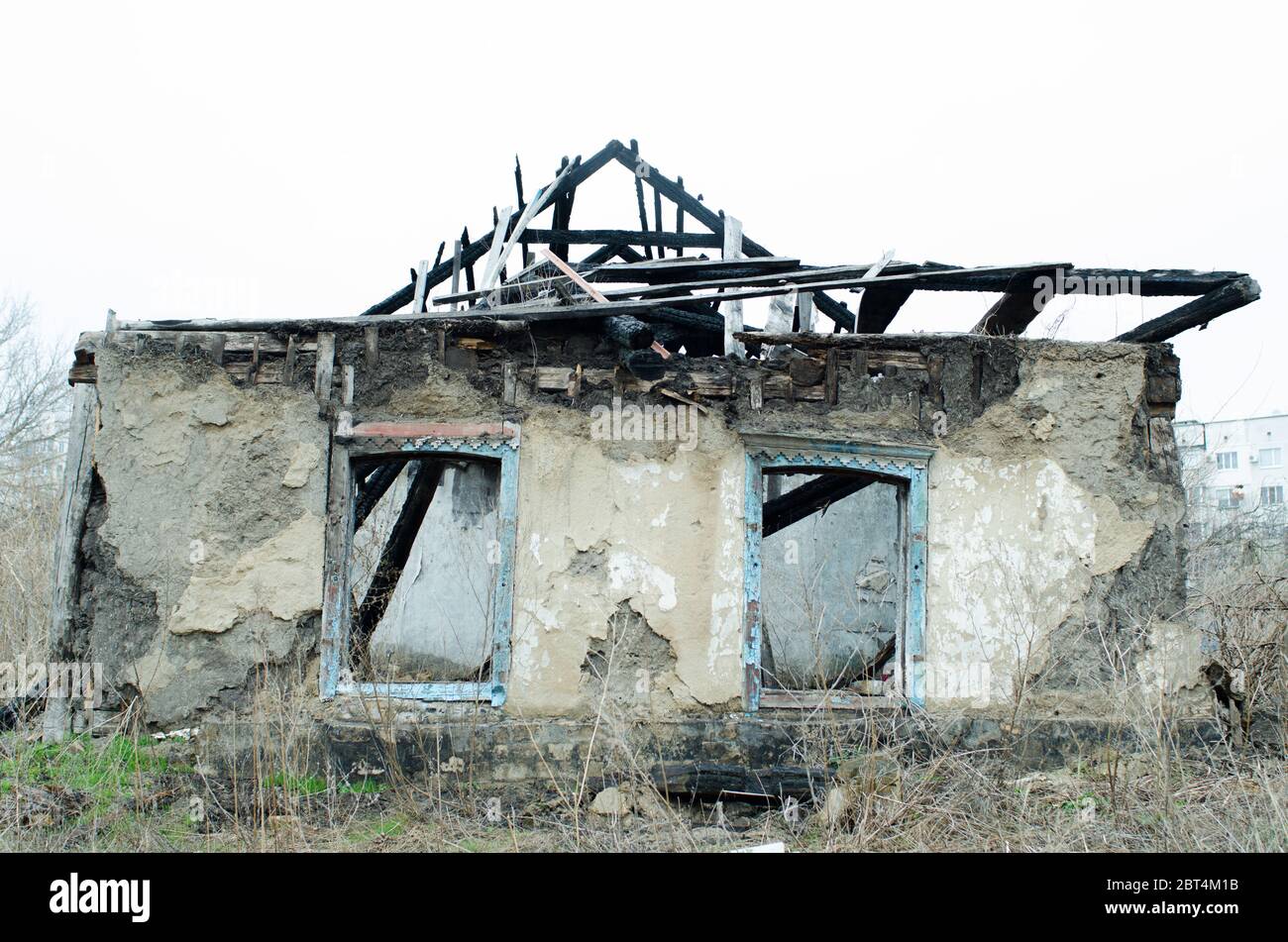 rubble of the destroyed House after the fire Stock Photo - Alamy