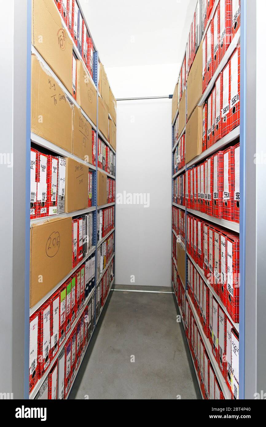 office, shelf, archive, storage, files, folders, office, room, row ...
