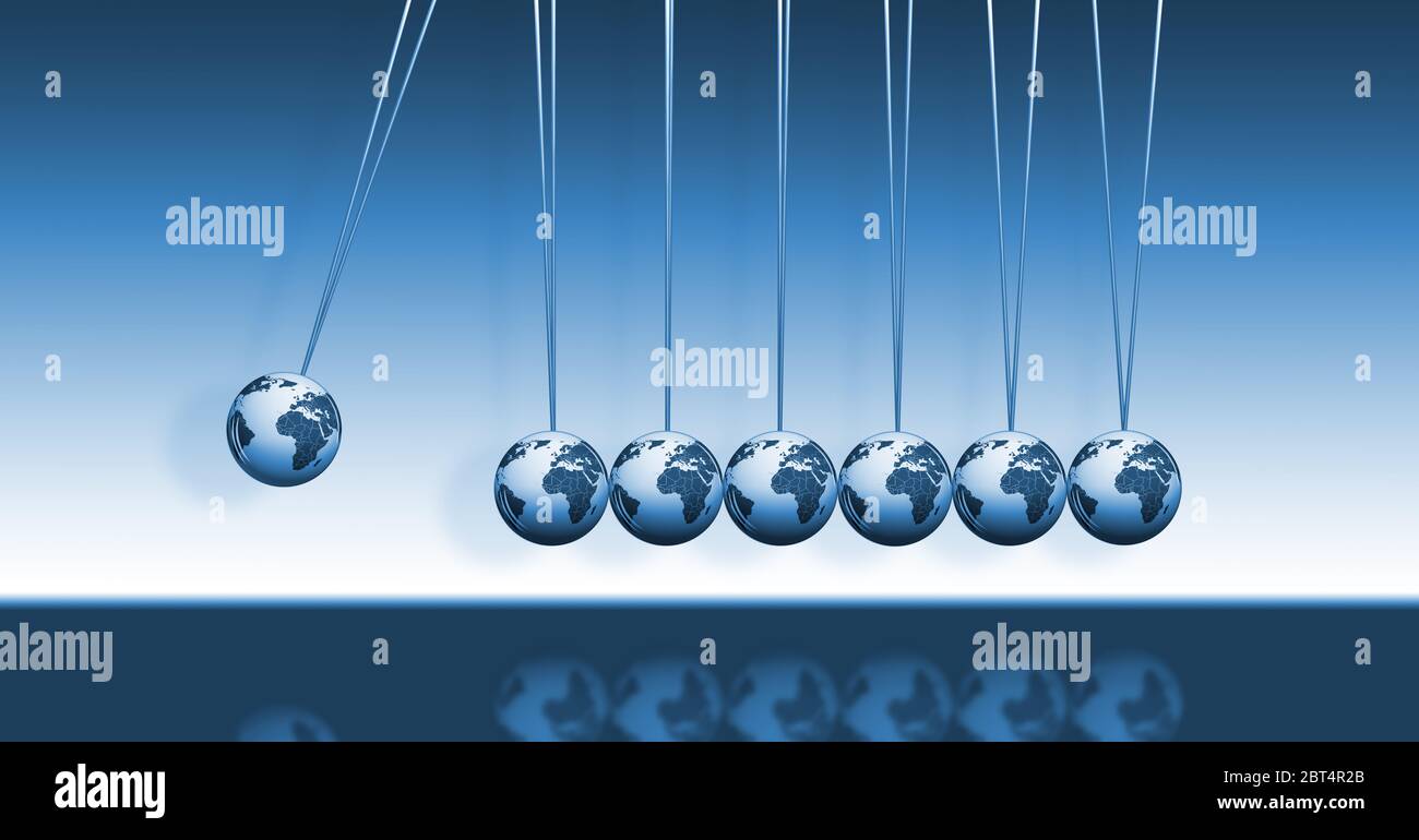 pendulum, globe, planet, earth, world, climate, chain reaction, mutter ...