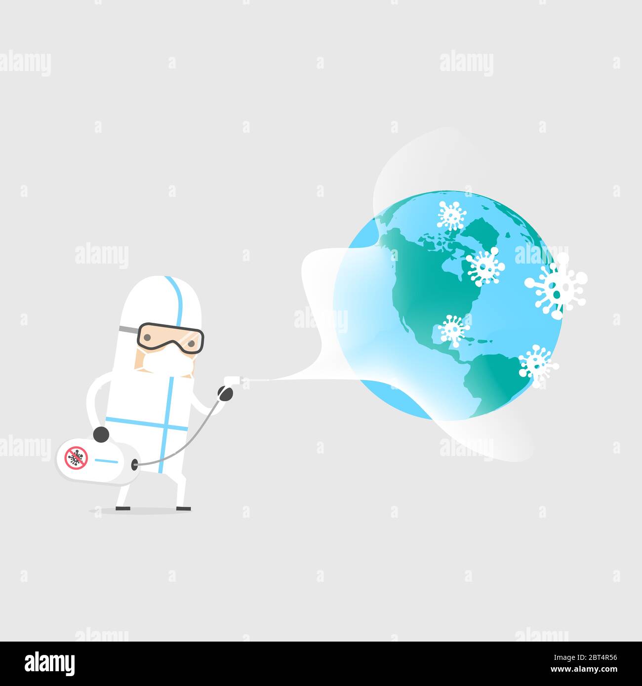 Medical worker with PPE suit getting rid of coronavirus germs by ...