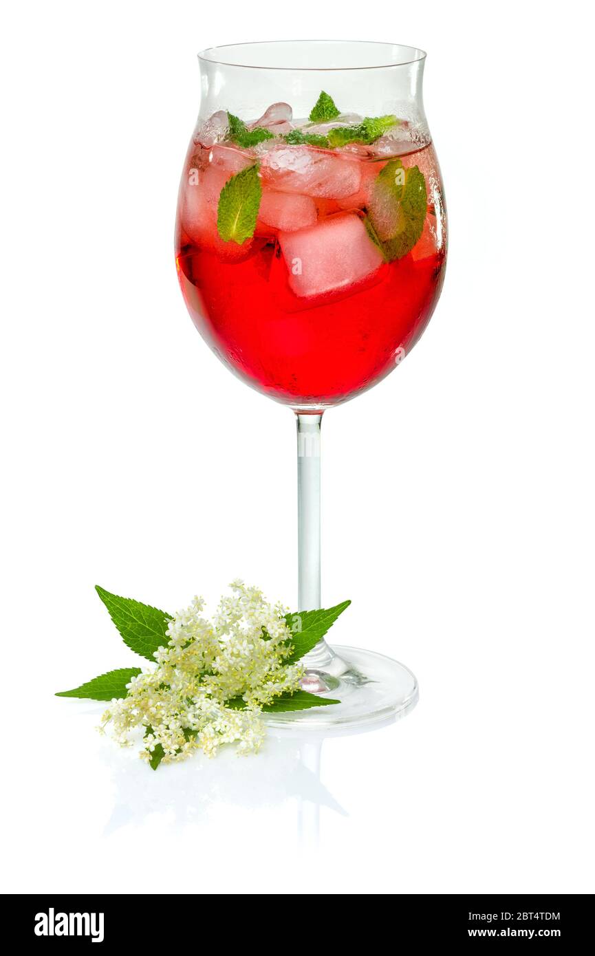 aperitif with campari,mint and elderflower syrup Stock Photo - Alamy