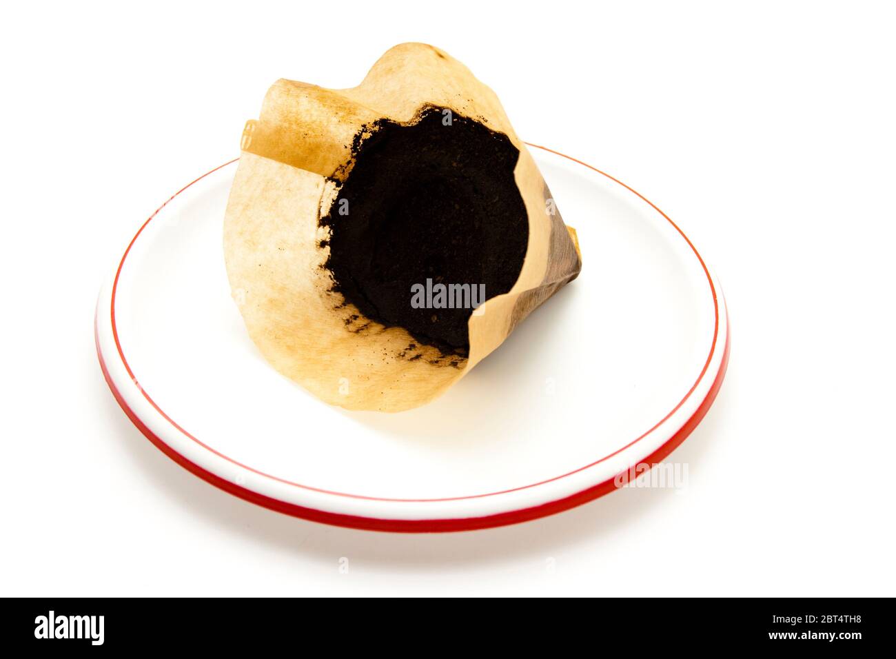 old coffee filters to plastic plates Stock Photo - Alamy