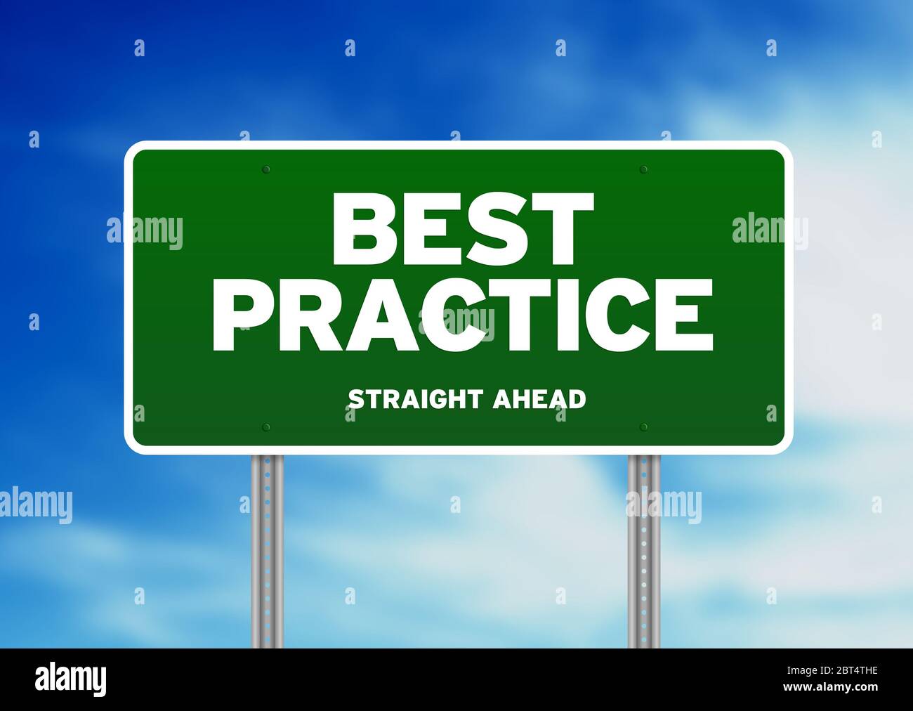 Green best practice highway sign on Cloud Background Stock Photo - Alamy