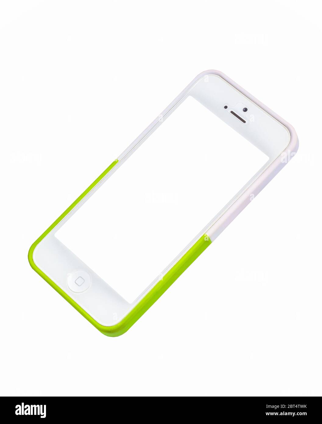 White mobile phone isolated on white background Stock Photo - Alamy