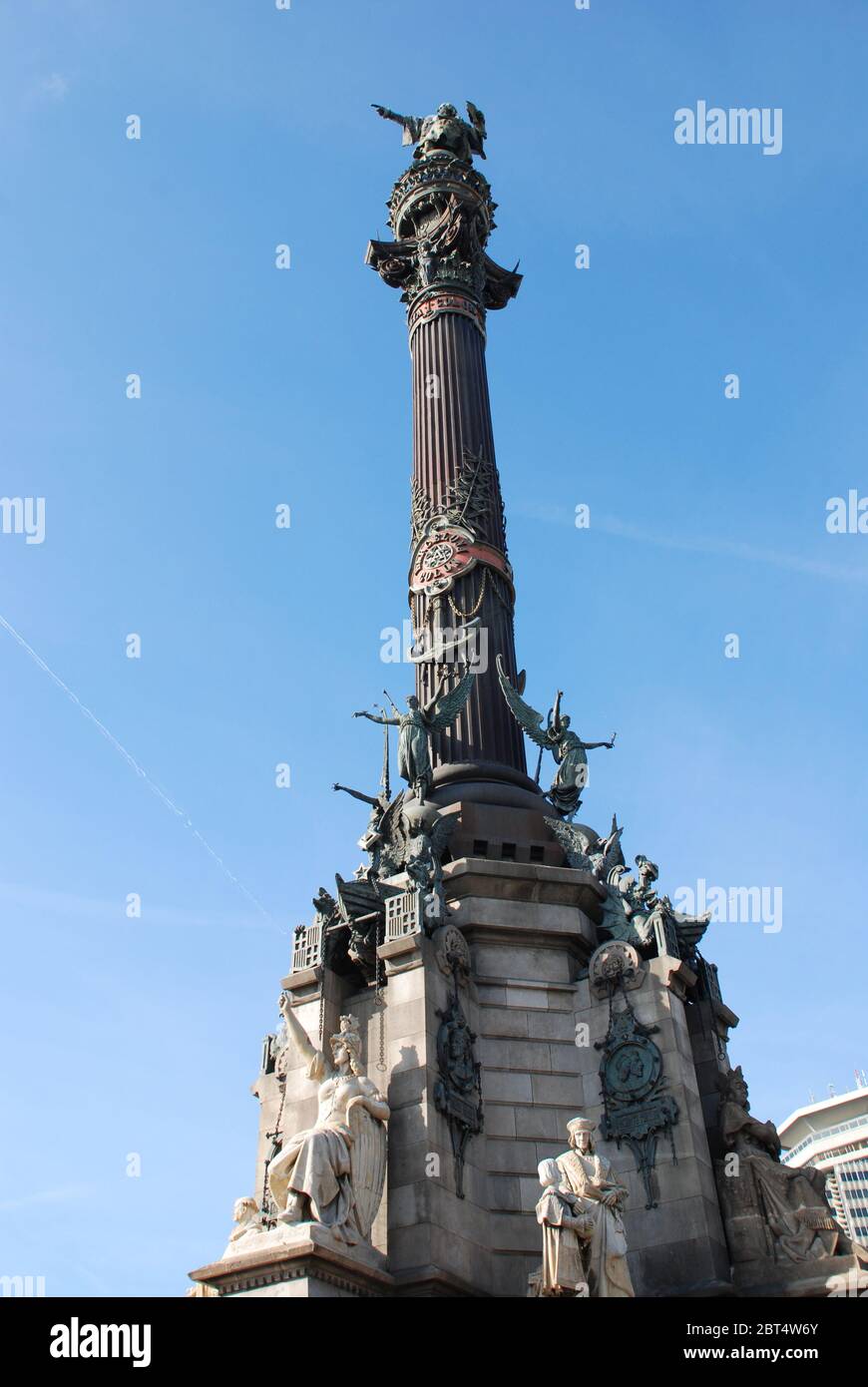 statue, barcelona, buildings, city, town, statue, europe, spain, water ...