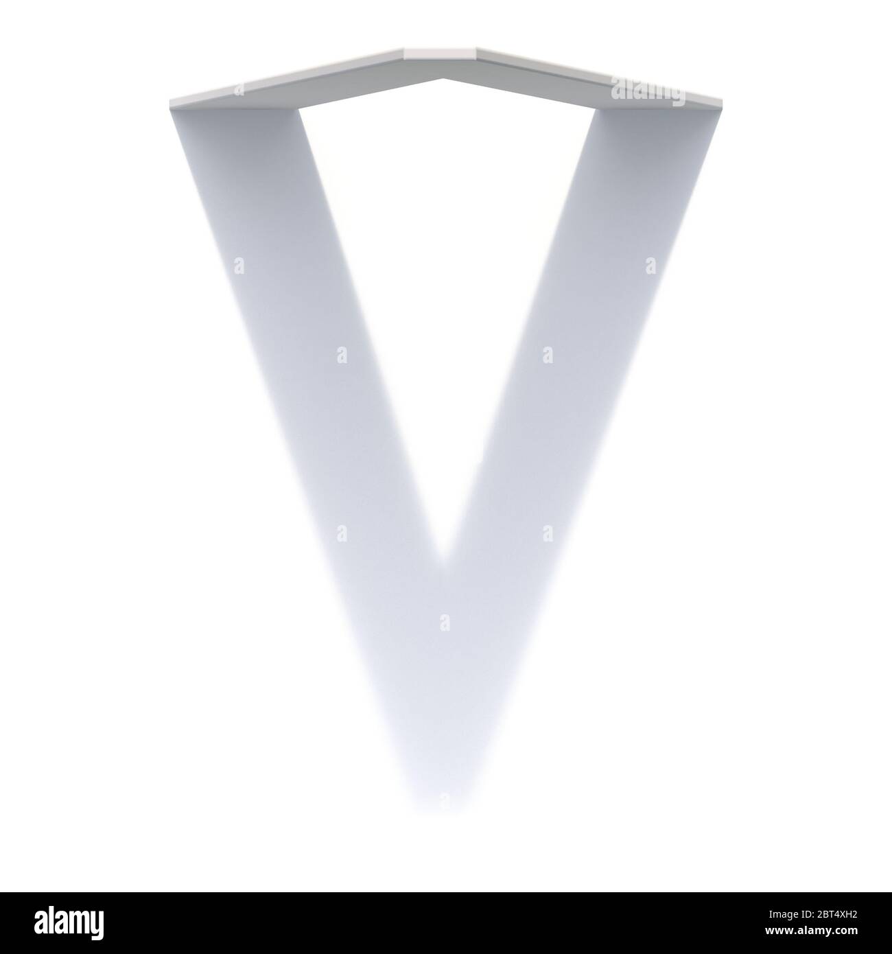 Vertical drop shadow font Letter V 3D render illustration isolated on ...