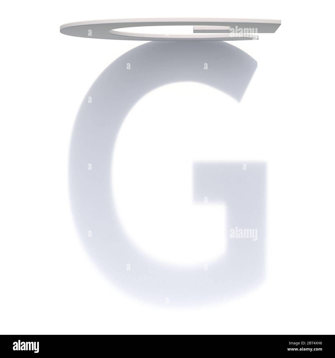 Vertical drop shadow font Letter G 3D render illustration isolated on ...