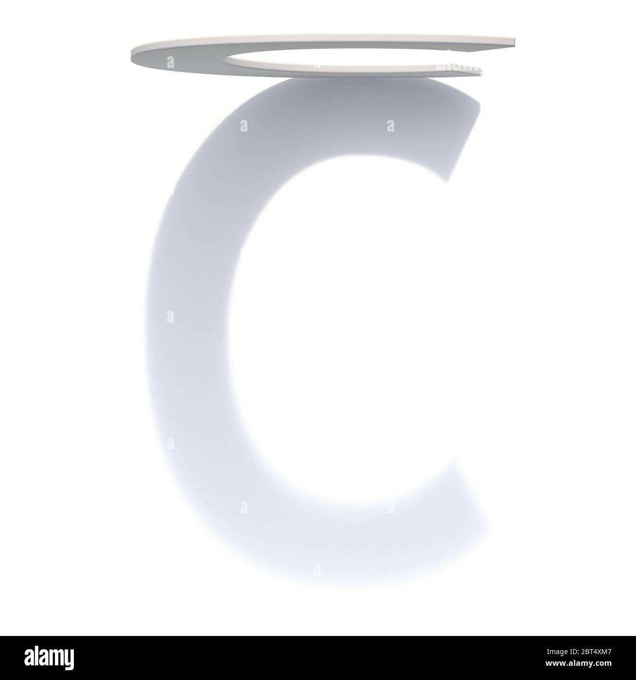 Vertical drop shadow font Letter C 3D render illustration isolated on ...