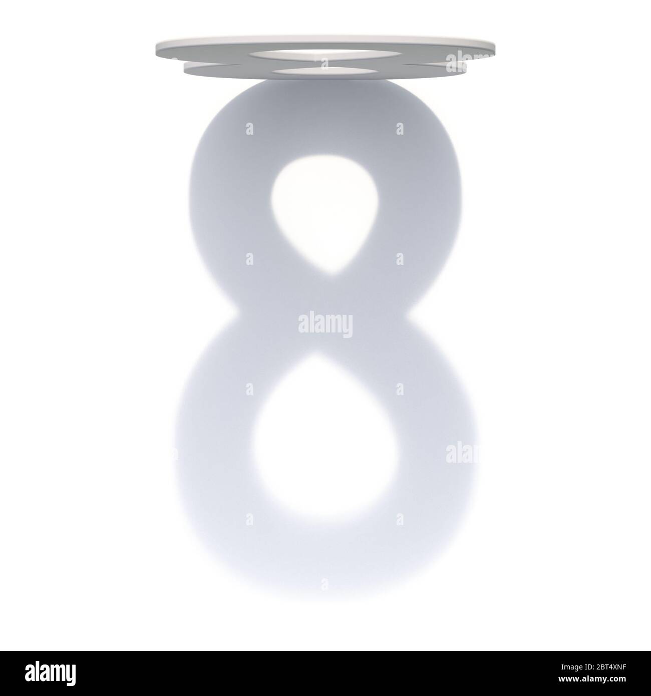 Vertical drop shadow number 8 EIGHT 3D render illustration isolated on ...