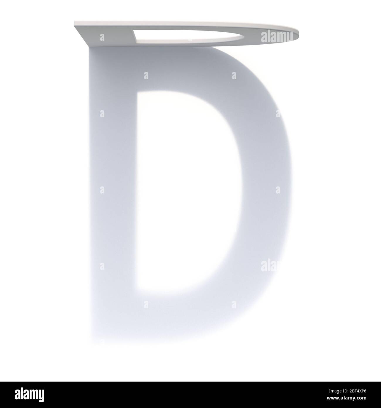 Vertical drop shadow font Letter D 3D render illustration isolated on ...