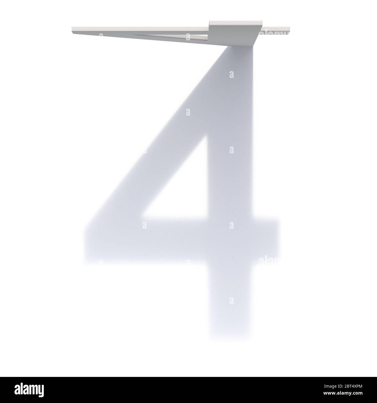Vertical drop shadow number 4 FOUR 3D render illustration isolated on ...
