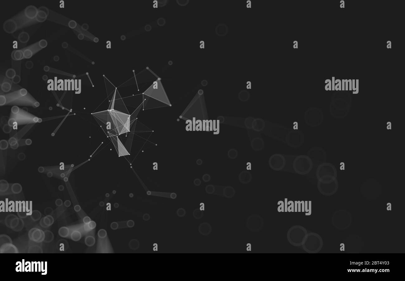 Abstract Polygonal Space Low Poly Dark Background With Connecting Dots
