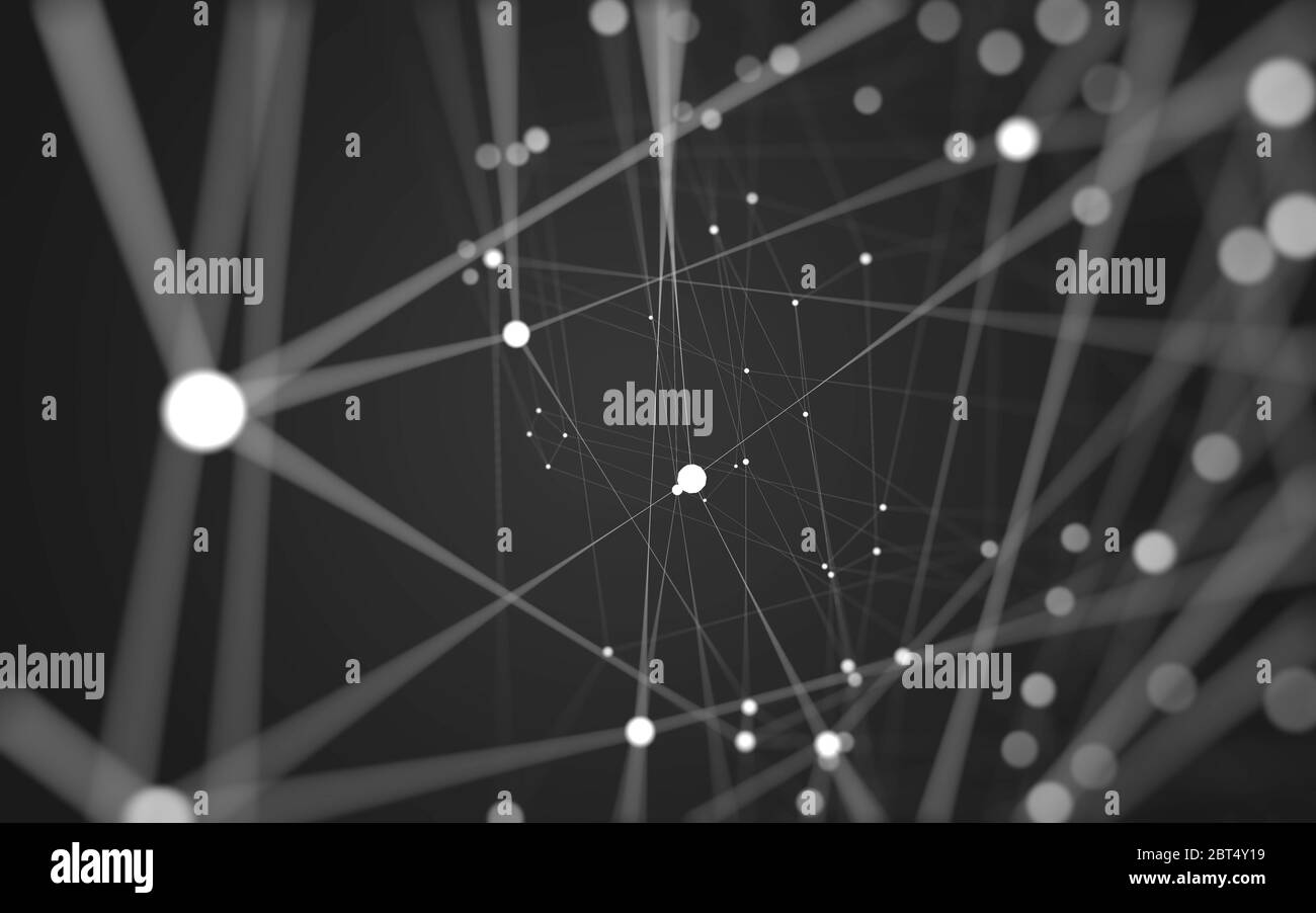 Abstract polygonal space low poly dark background with connecting dots and lines. Connection ...