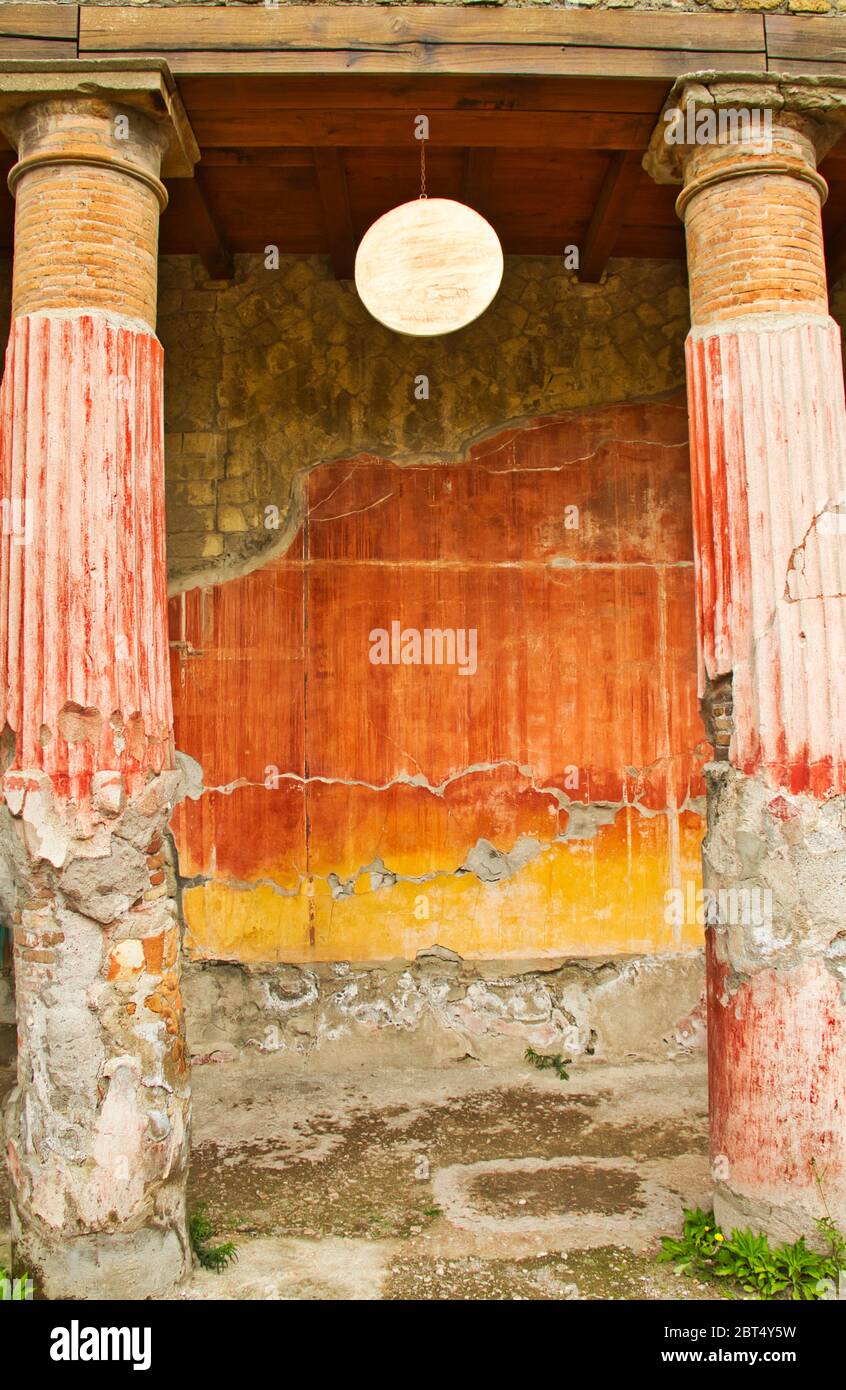 Fresco and columns in Ruins Stock Photo - Alamy