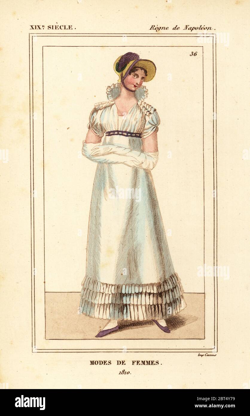 Summer dress, French women's fashions, Napoleonic era, 1810 ...