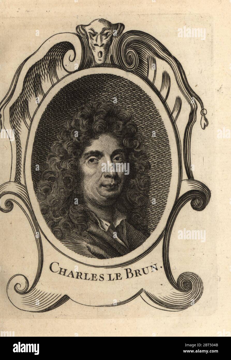 Portrait of Charles le Brun, French painter 1619-1690. Copperplate ...