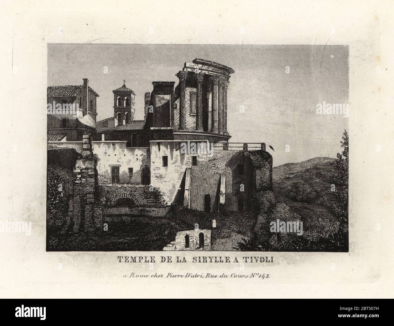 View of the Temple of the Sybil or the Temple of Vesta at Tivoli, 1849 ...
