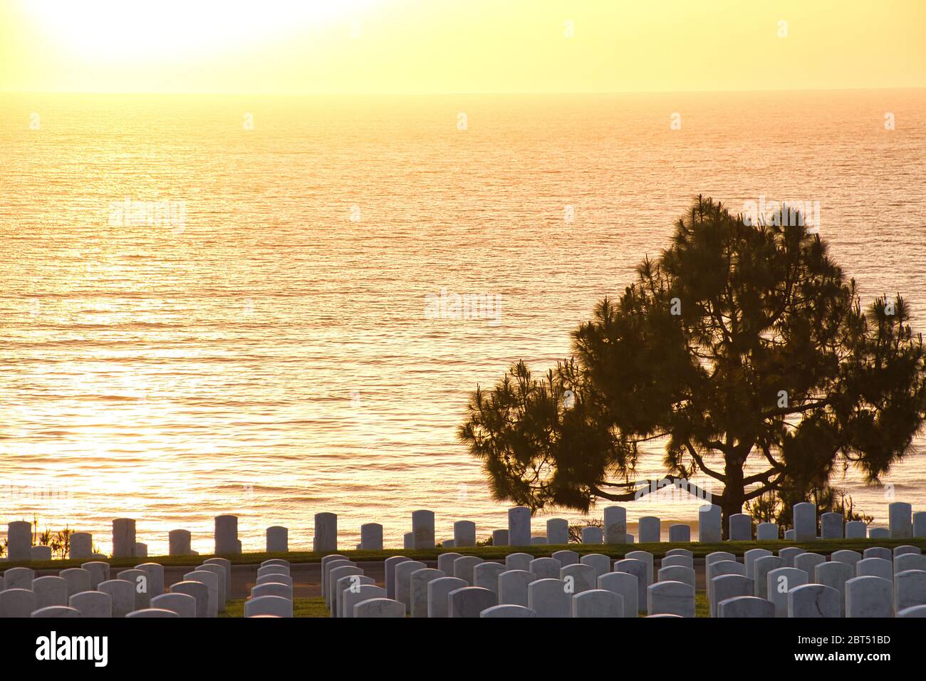 Sunset at a National Cemetery Stock Photo - Alamy