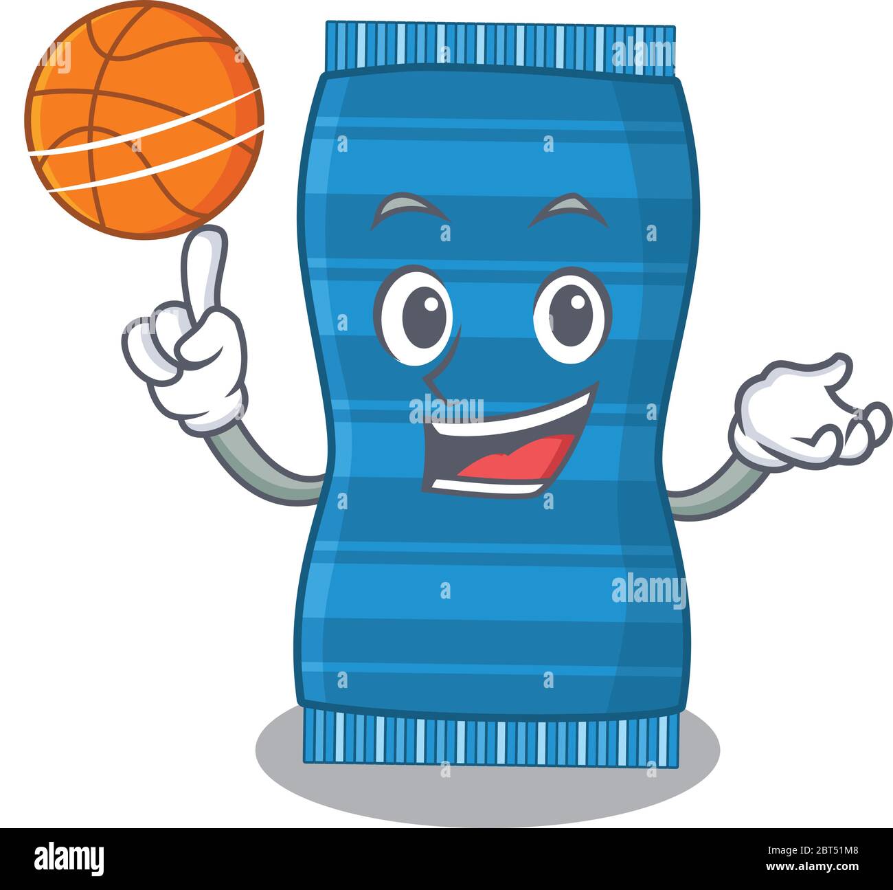 Sporty cartoon mascot design of beach towel with basketball Stock ...