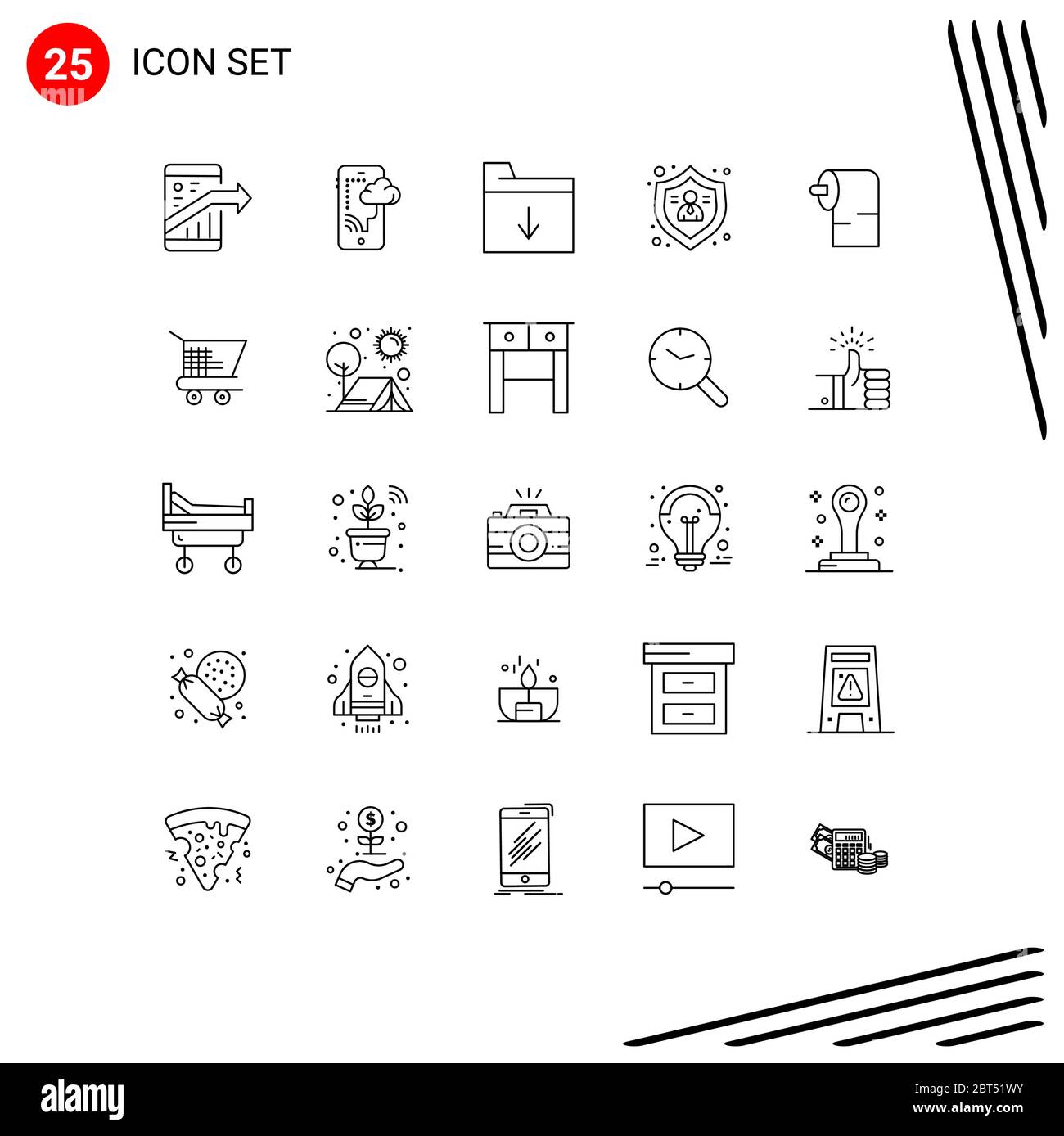 Universal Icon Symbols Group of 25 Modern Lines of paper, user ...
