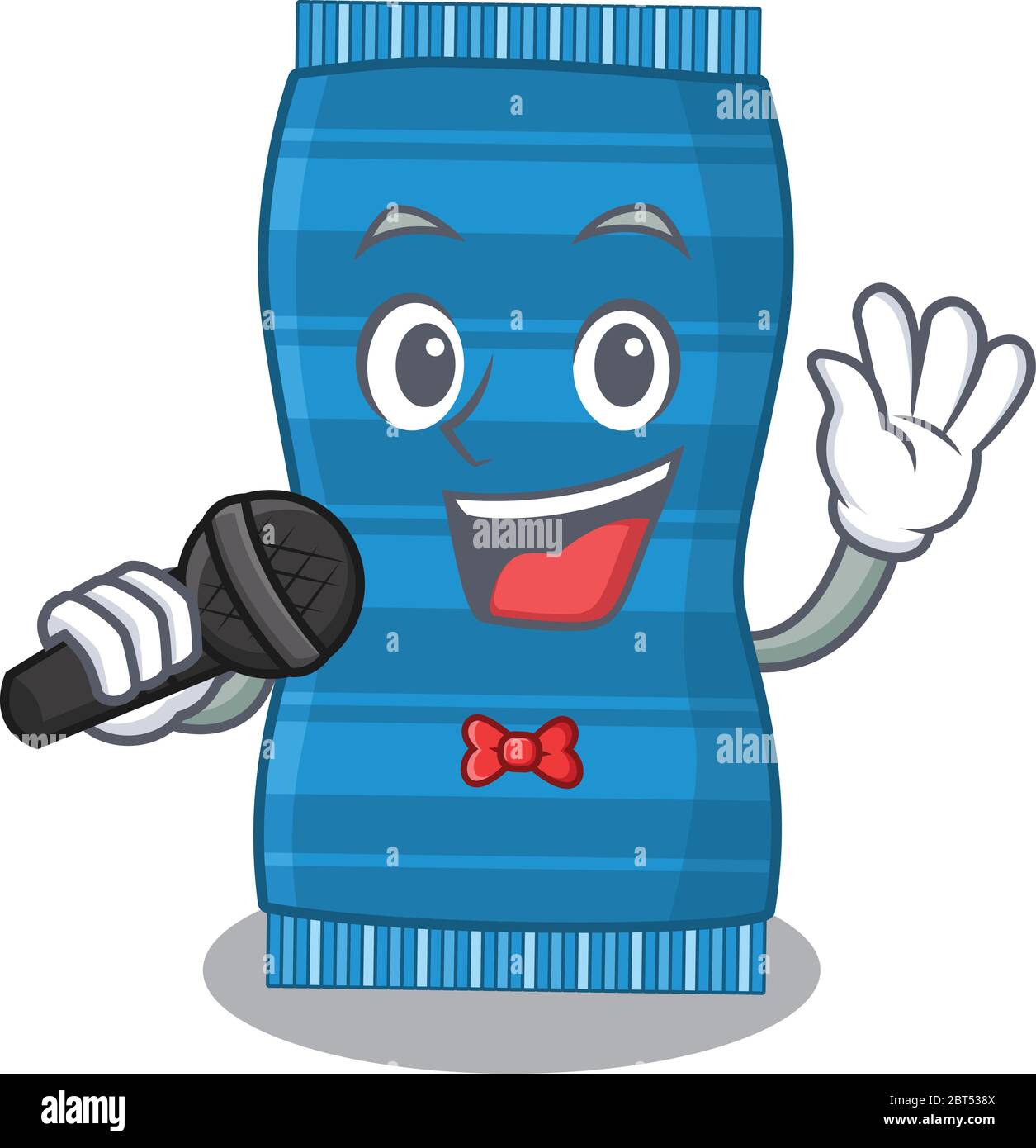 cartoon character of beach towel sing a song with a microphone Stock ...