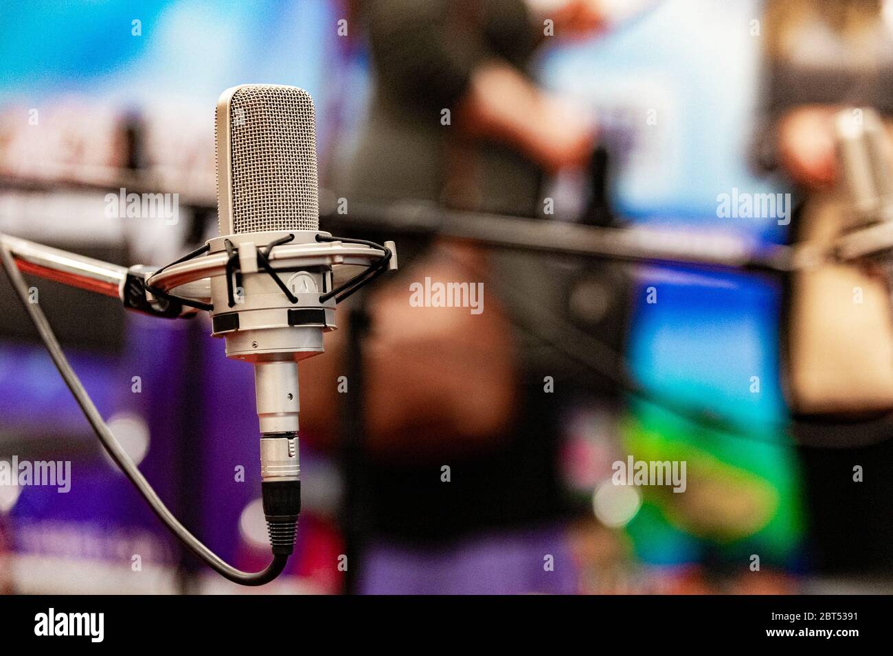 The microphones at a radio studio Stock Photo - Alamy
