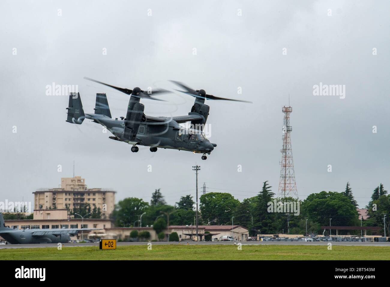 A CV-22 Osprey assigned to the 21st Special Operations Squadron takes ...