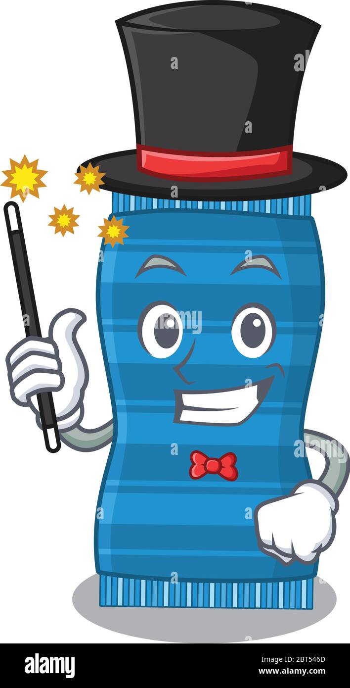 A gorgeous smart Magician of beach towel cartoon design style Stock ...