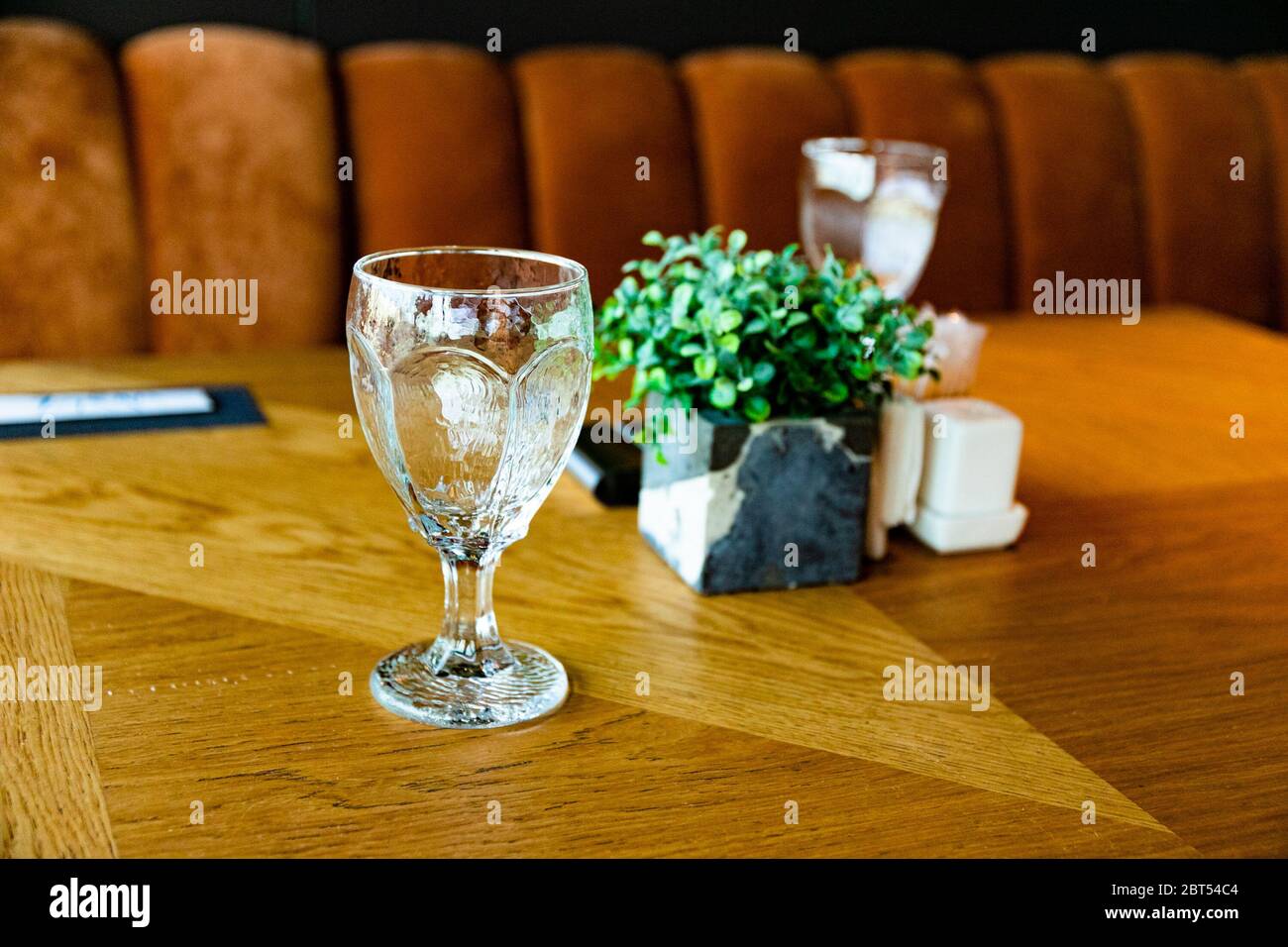 The glasses on a table in a restaurant Stock Photo - Alamy