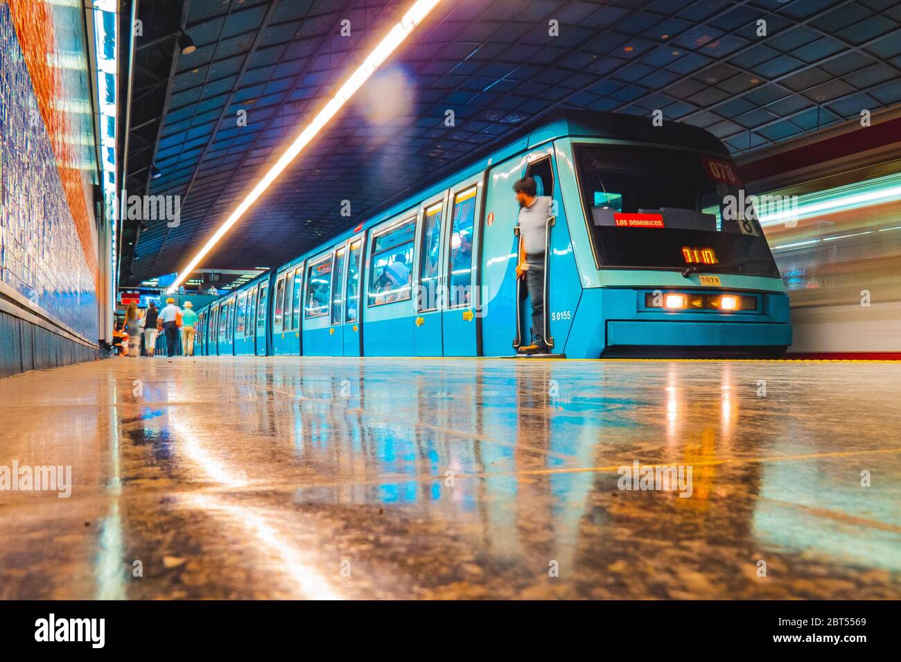 SANTIAGO, CHILE - JANUARY 2015: A Santiago Metro train at Pedro de ...