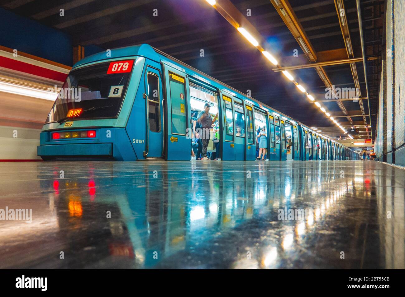 SANTIAGO, CHILE - JANUARY 2015: A Santiago Metro train at Universidad ...