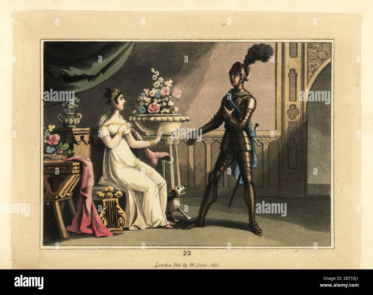 Medieval knight in suit of armour with his lady. Sir Ethelbert and ...